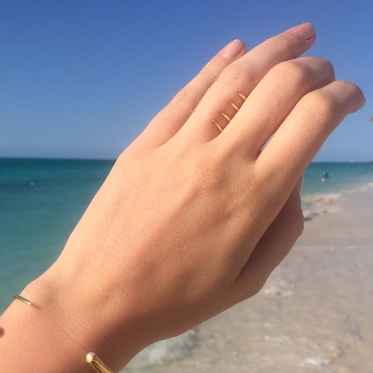 14k Gold AMANDA PEARL Quad Quill Ring For Sale at 1stDibs