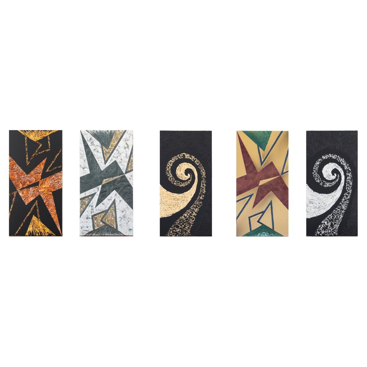 Abstract art craft paintings 2022 set of 5 composite chipboard nobil ...