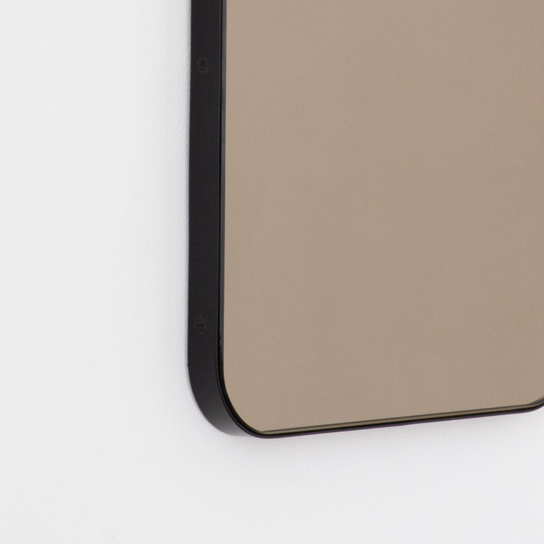 Quadris Bronze Tinted Rectangular Mirror with a Black Frame ...