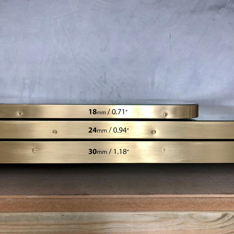 Quadris Rectangular Modern Bespoke Mirror with a Brass Frame, Large For ...