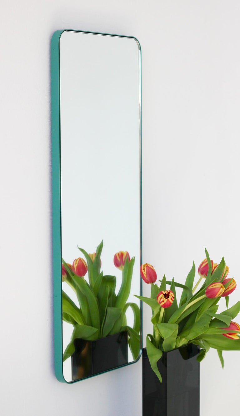 Quadris Rectangular Modern Mirror with Mint Turquoise Frame, XL For ...