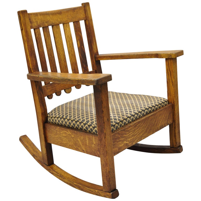 Quaint Furniture Stickley Brothers Slat Back Mission Oak Rocker Rocking ...