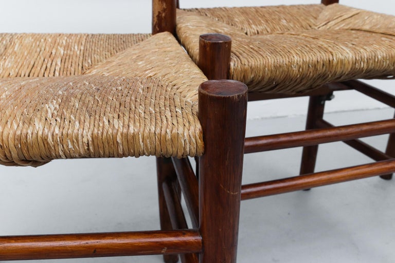 Quaker Style Ladder Back Dining Chairs with Rush Seats and Bible Shelf ...