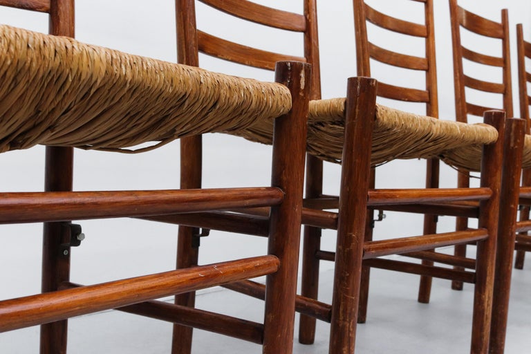 Quaker Style Ladder Back Dining Chairs with Rush Seats and Bible Shelf ...