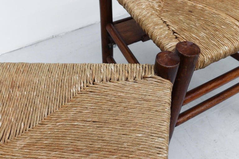 Quaker Style Ladder Back Dining Chairs with Rush Seats and Bible Shelf ...