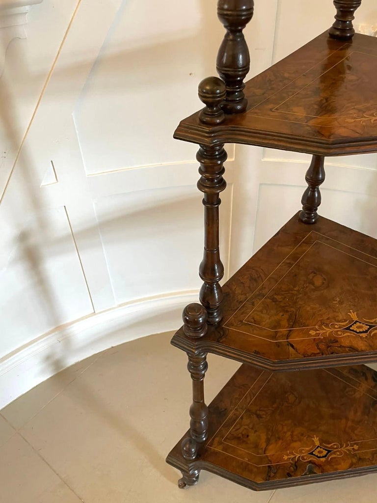 Quality Antique 19th Century Victorian Inlaid Walnut Four Tier Corner ...
