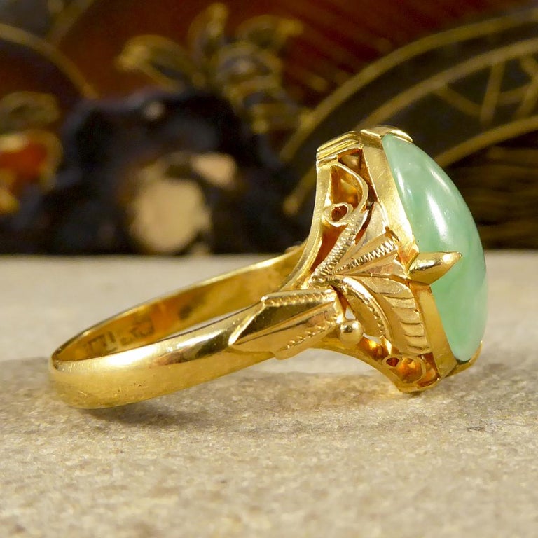 Quality Antique Detailed 22 Carat Yellow Gold Jade Ring at 1stDibs ...