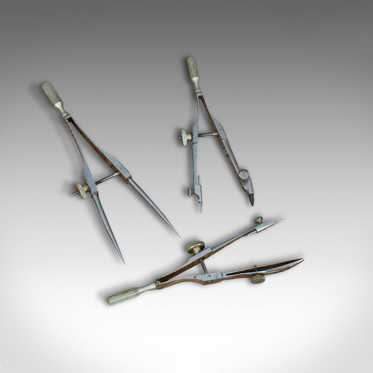 Quality Antique Drawing Instrument Set, German, Architect, Cartographer ...