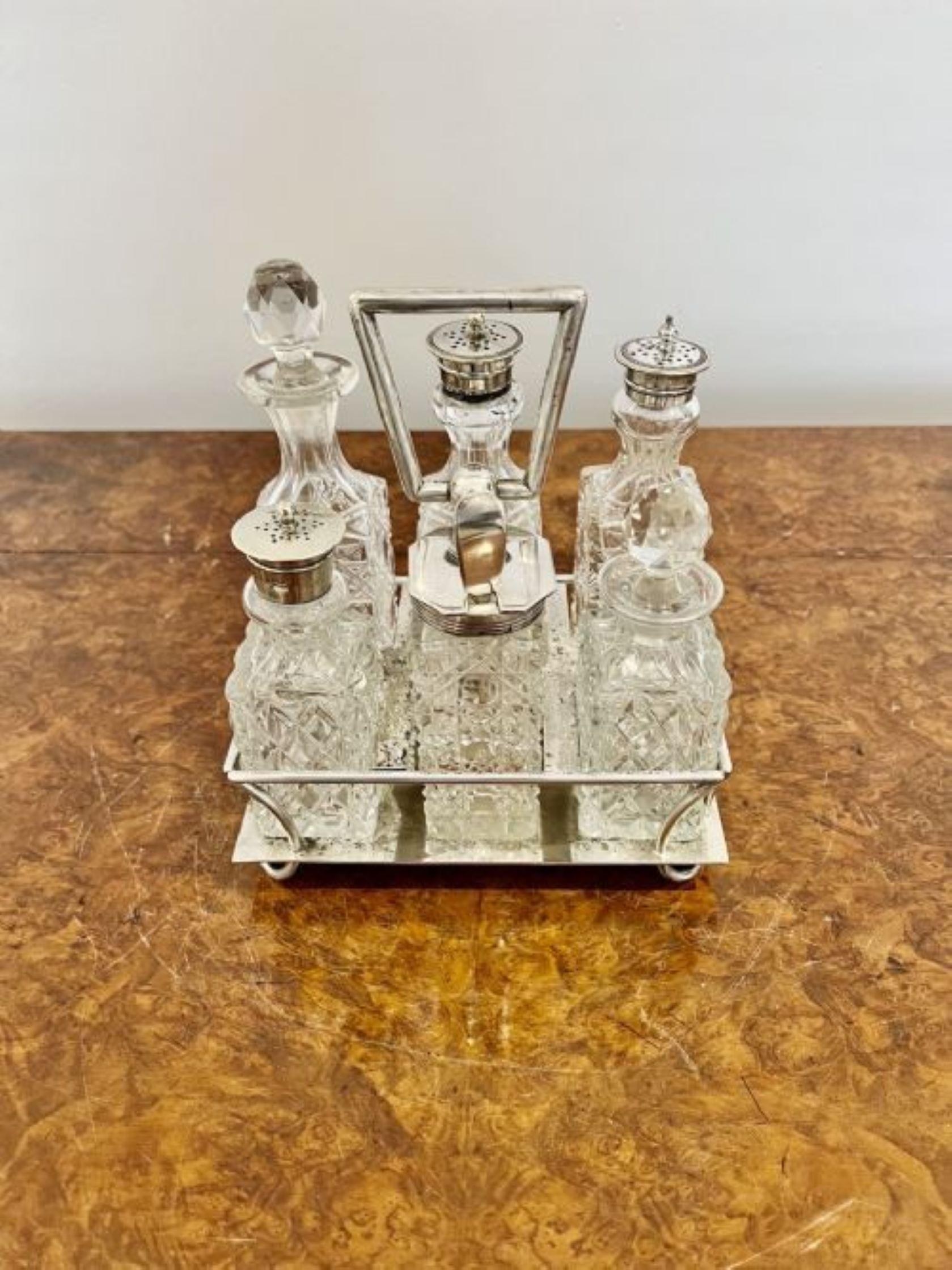 Quality antique Edwardian silver plated cruet set For Sale at 1stDibs
