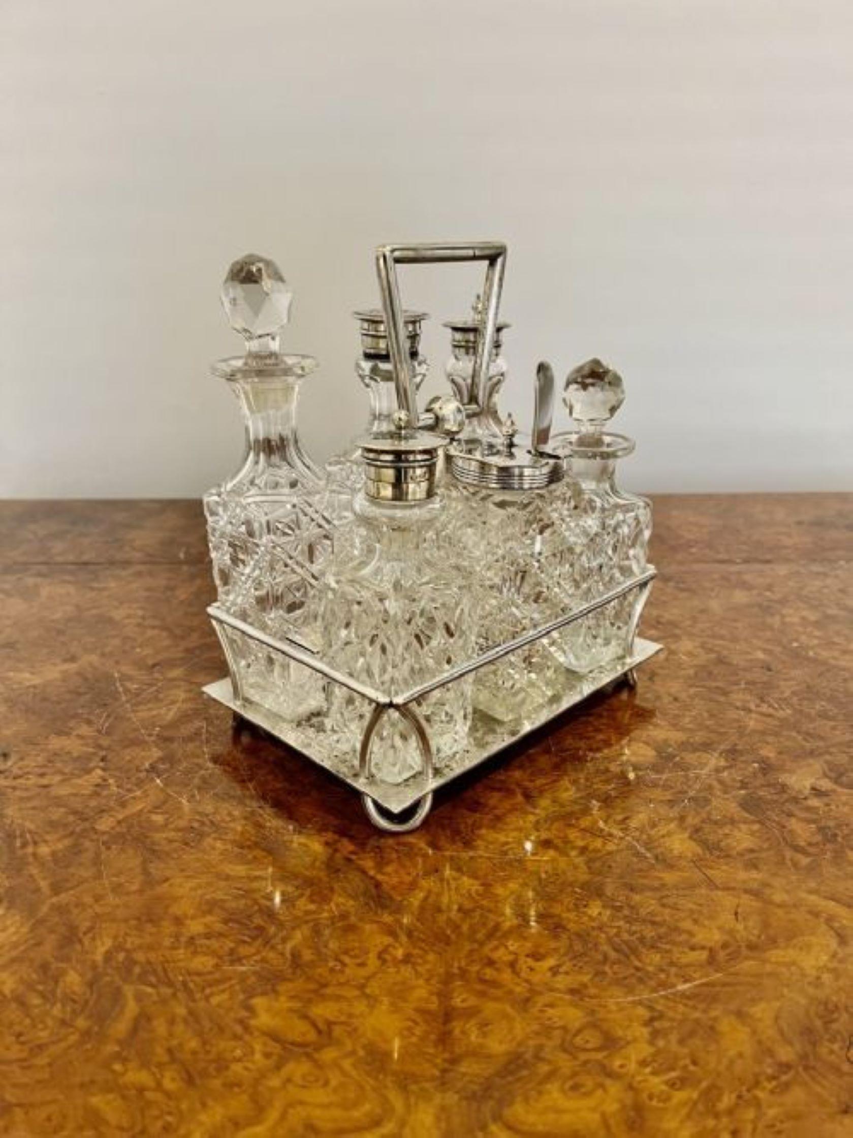 Quality antique Edwardian silver plated cruet set For Sale at 1stDibs