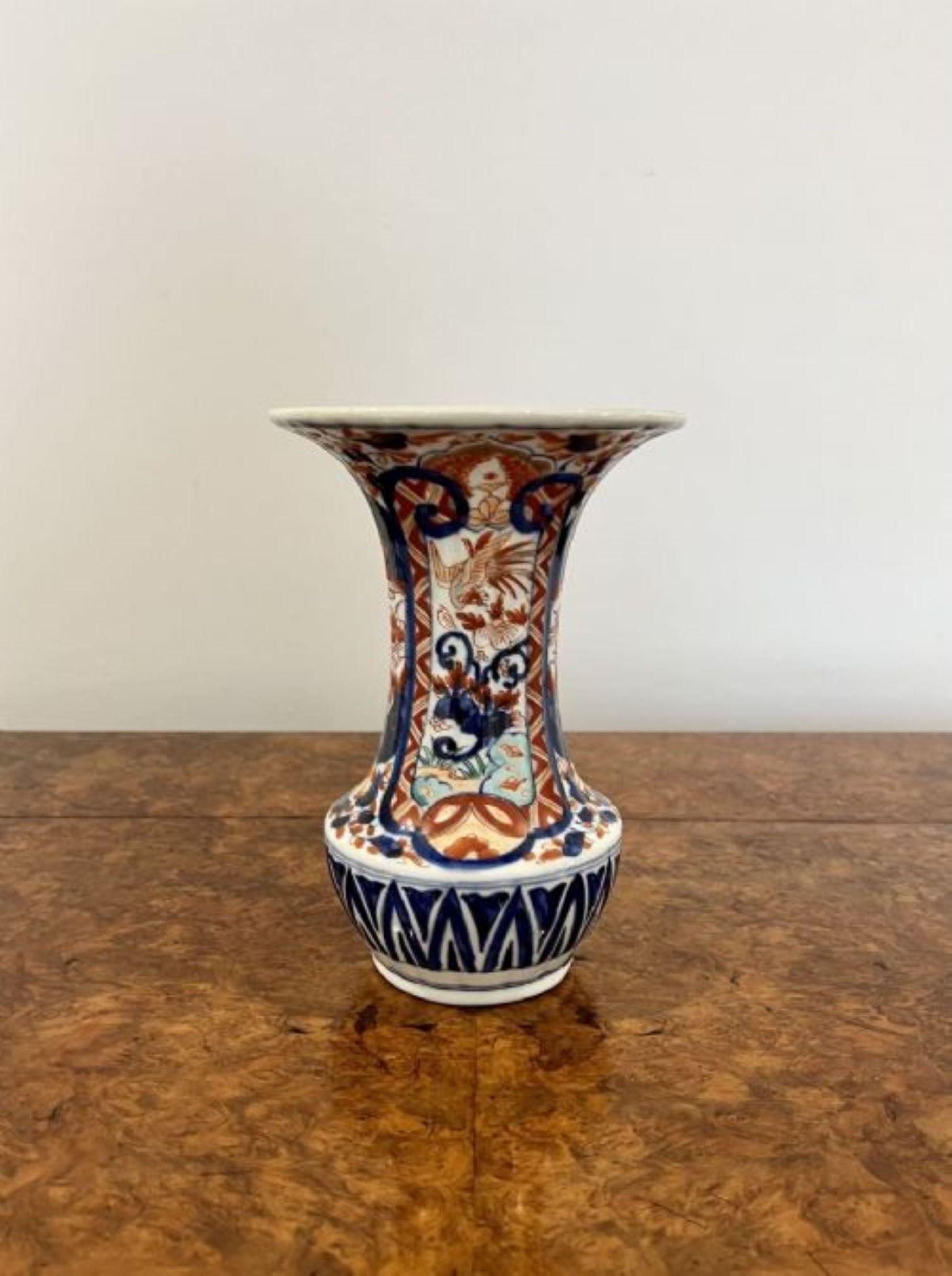 Quality antique Japanese Imari fluted shaped vase For Sale at 1stDibs