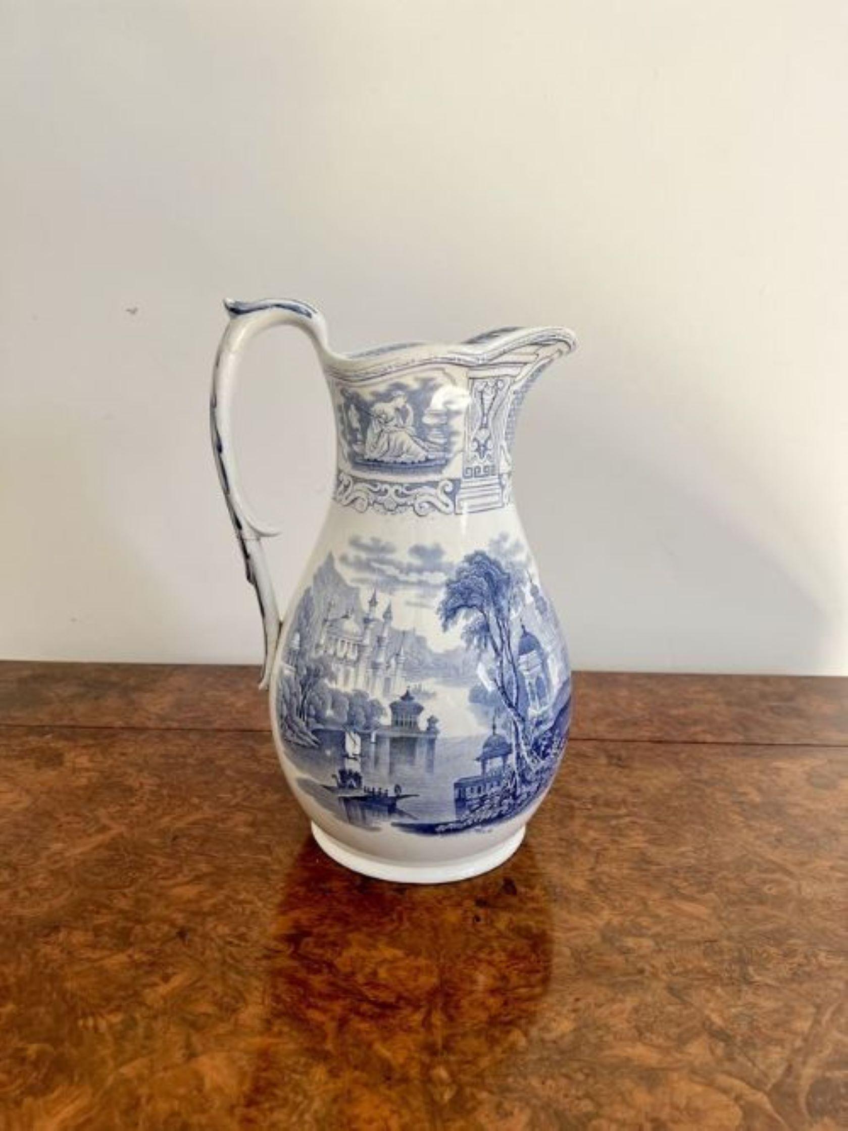 Quality antique Victorian blue and white jug and bowl set For Sale at ...