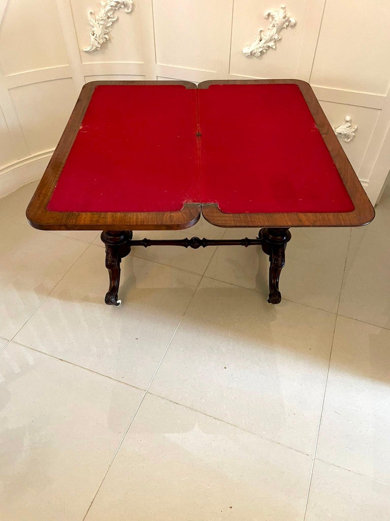 Quality Antique Victorian Burr Walnut Card Table For Sale at 1stDibs
