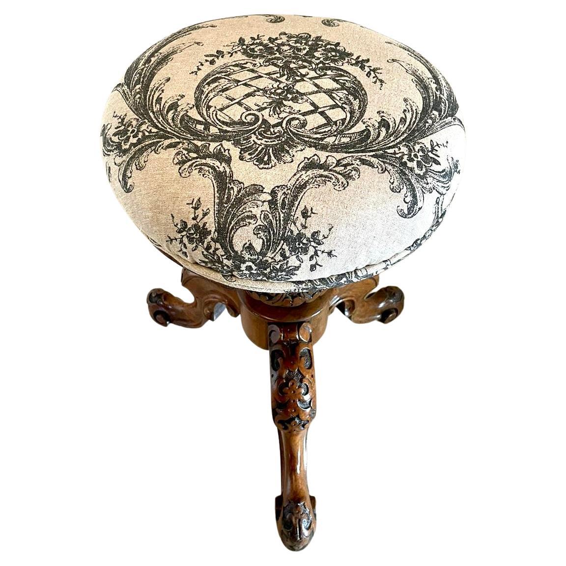 Edwardian Walnut Piano Stool For Sale at 1stDibs