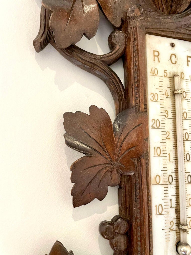Quality Black Forest Carved Walnut Barometer For Sale at 1stDibs