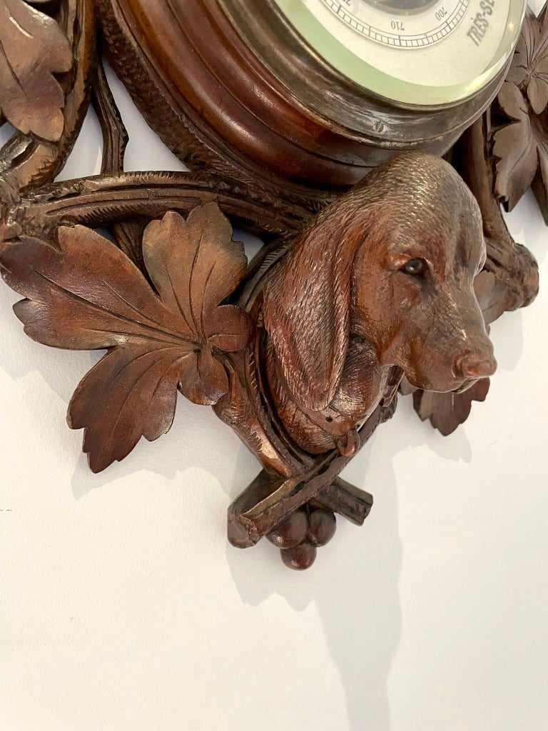 Quality Black Forest Carved Walnut Barometer For Sale at 1stDibs