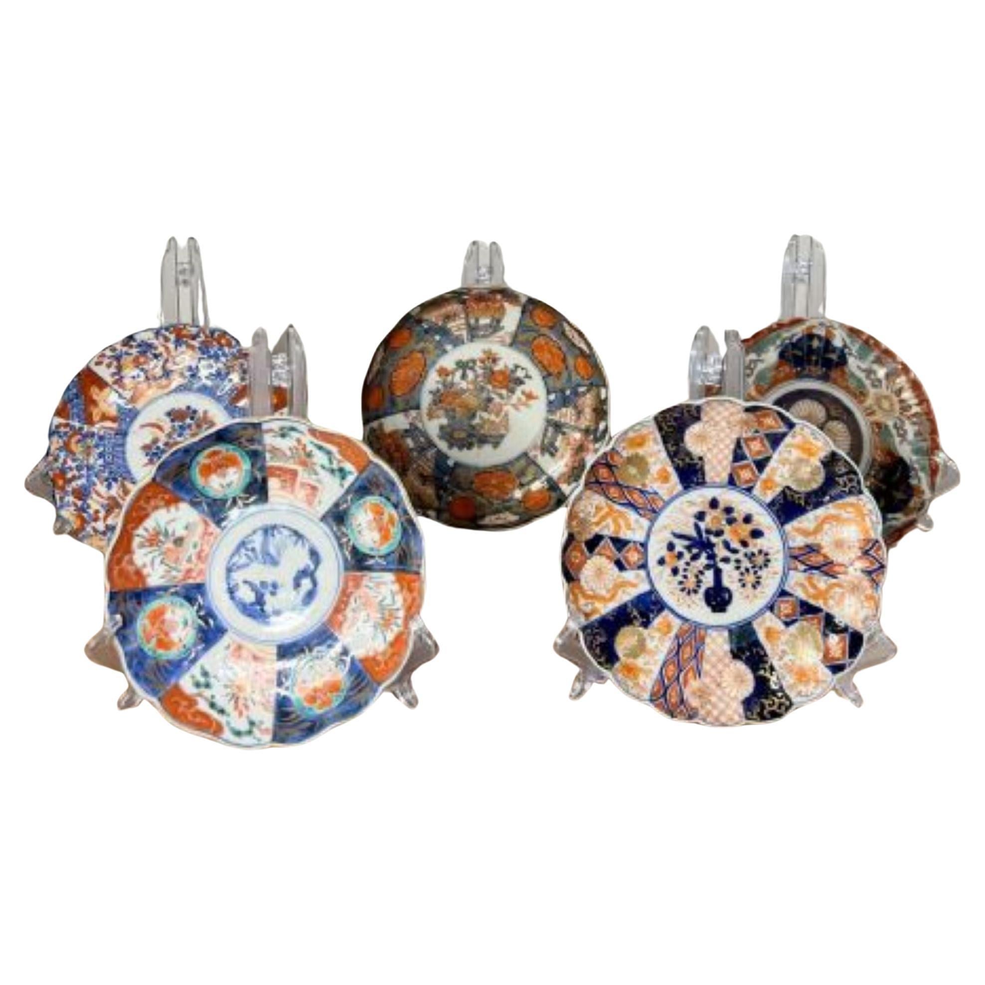 Quality collection of five antique Japanese imari plates For Sale at ...