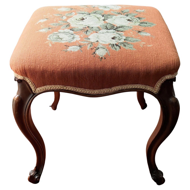 Quality Victorian / Edwardian Walnut Stool with Cabriole Legs at 1stDibs