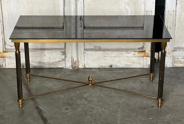 Quality French Parisian Brass and Glass Coffee Table For Sale at 1stDibs