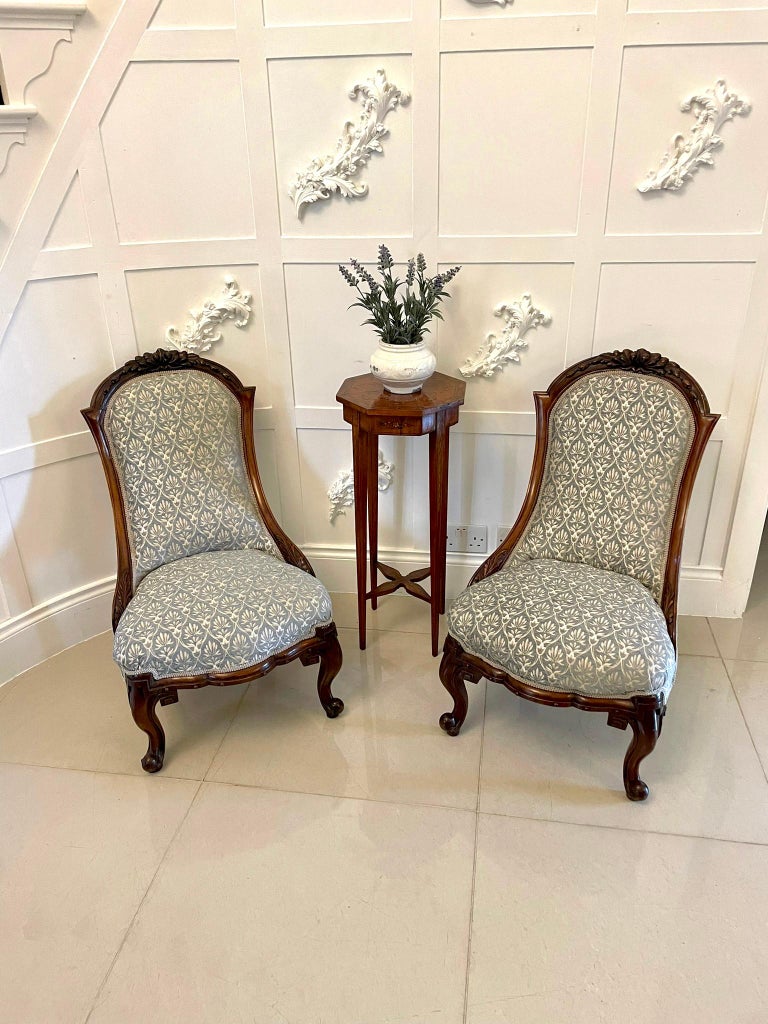 Quality Pair of 19th Century Victorian Antique Carved Walnut Ladies ...