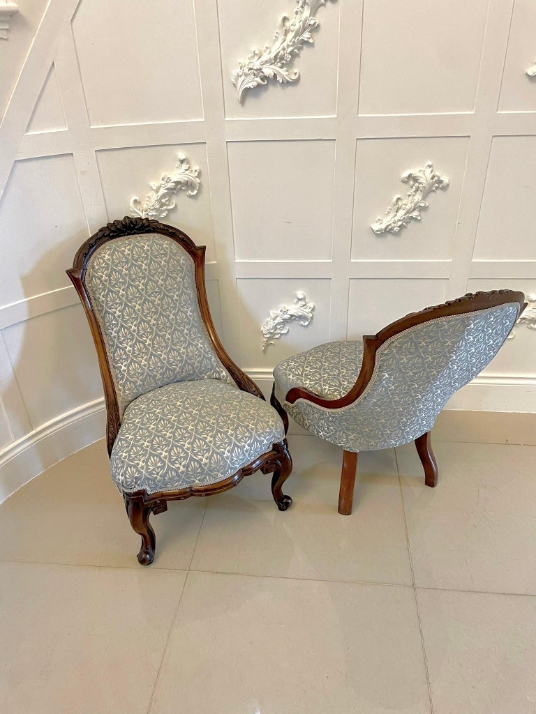 Quality Pair of 19th Century Victorian Antique Carved Walnut Ladies ...