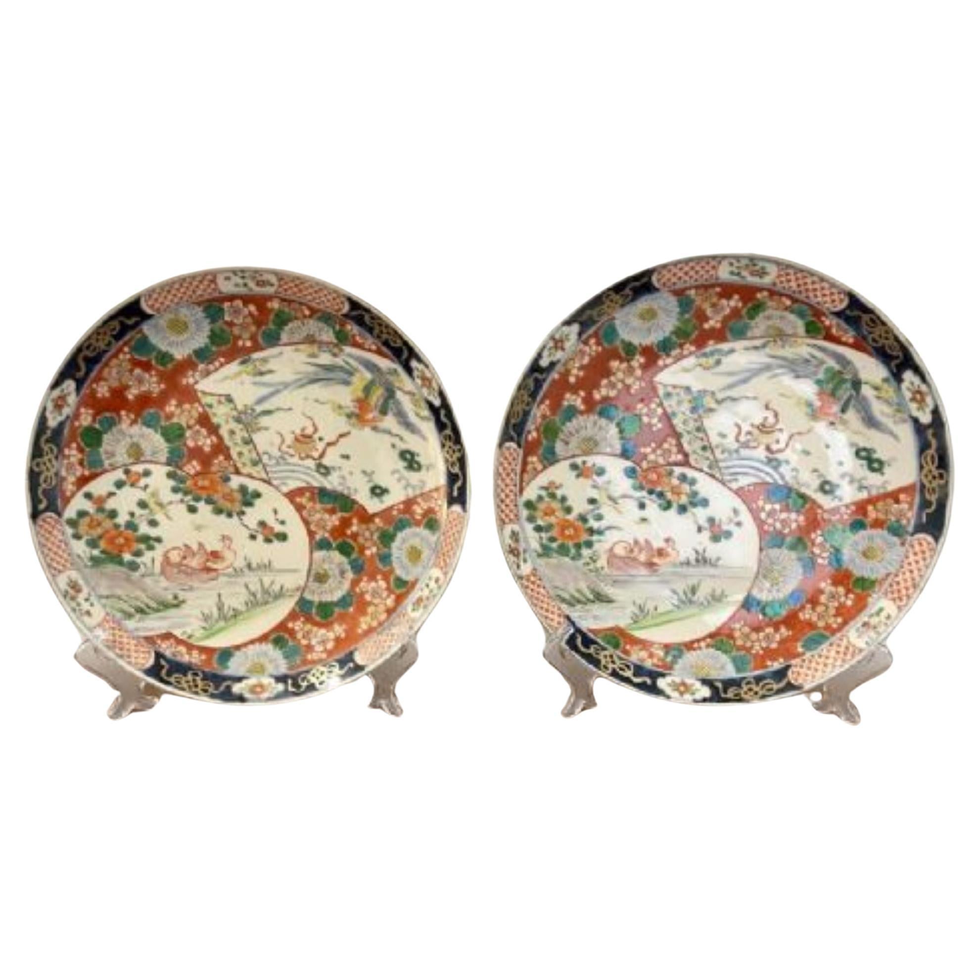 Pair of antique quality Japanese satsuma plates For Sale at 1stDibs