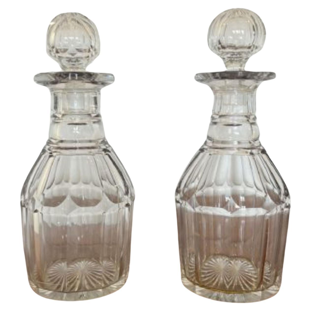 Pair of Empire-Style Rectangular Gold-detailed Decanters at 1stDibs