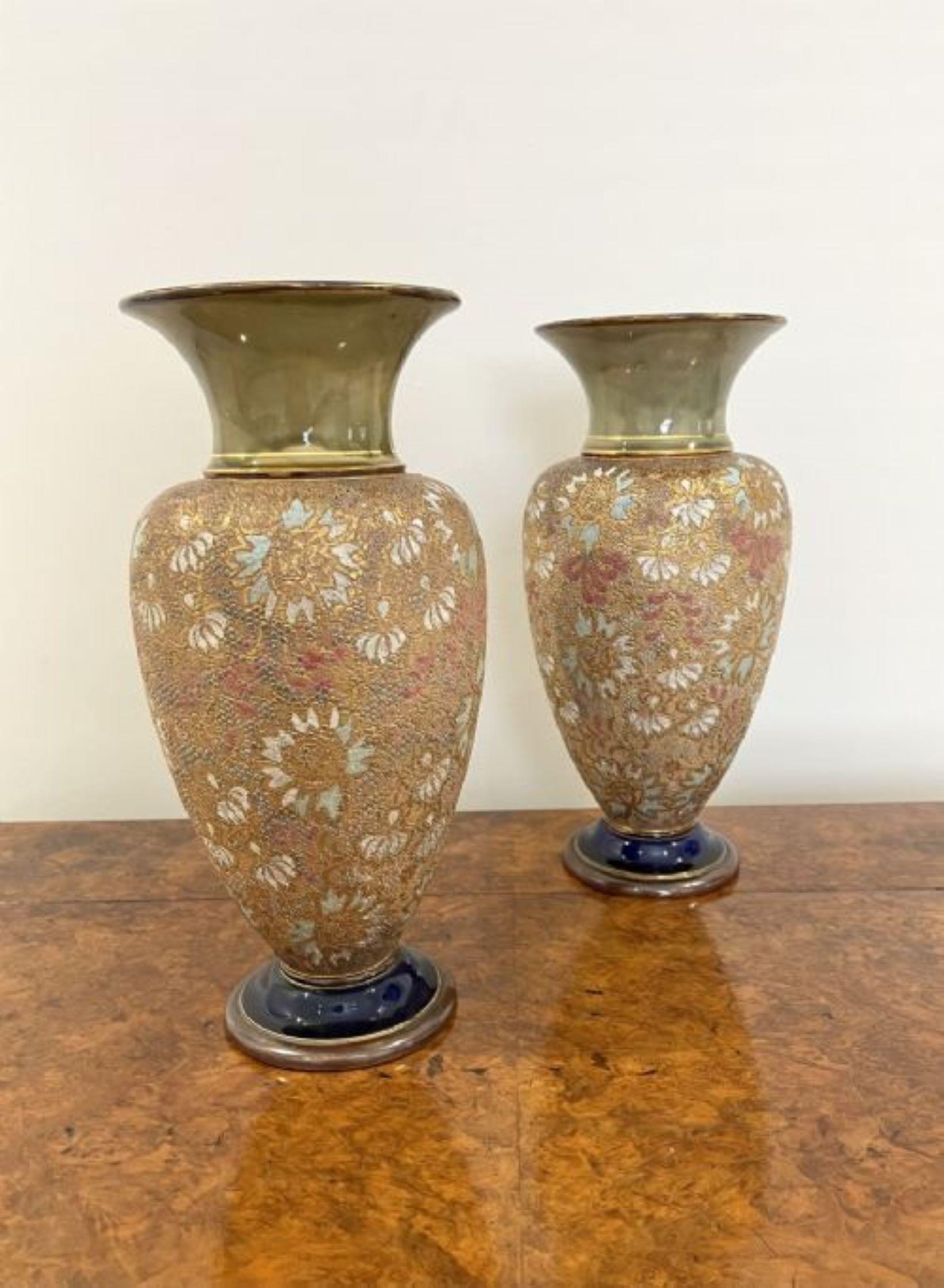 Quality pair of antique Victorian Doulton vases For Sale at 1stDibs