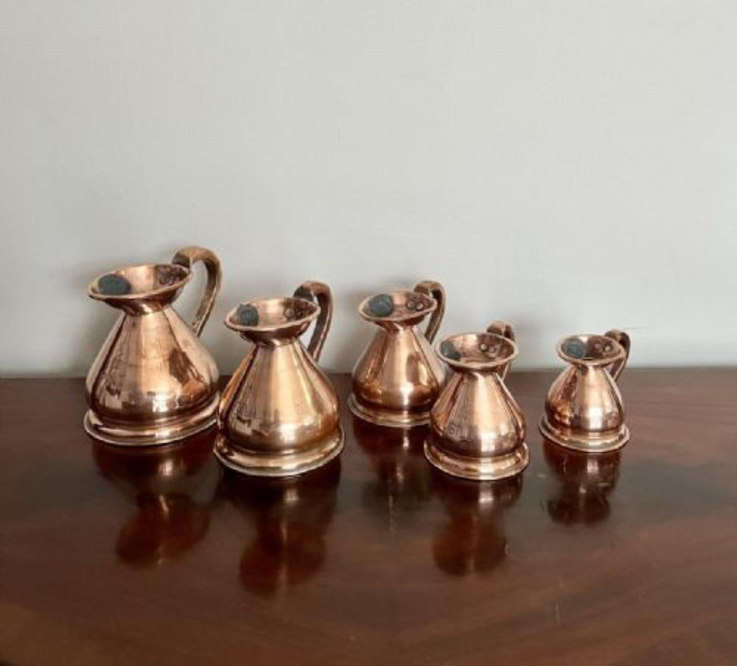 Quality set of five Victorian copper measures For Sale at 1stDibs