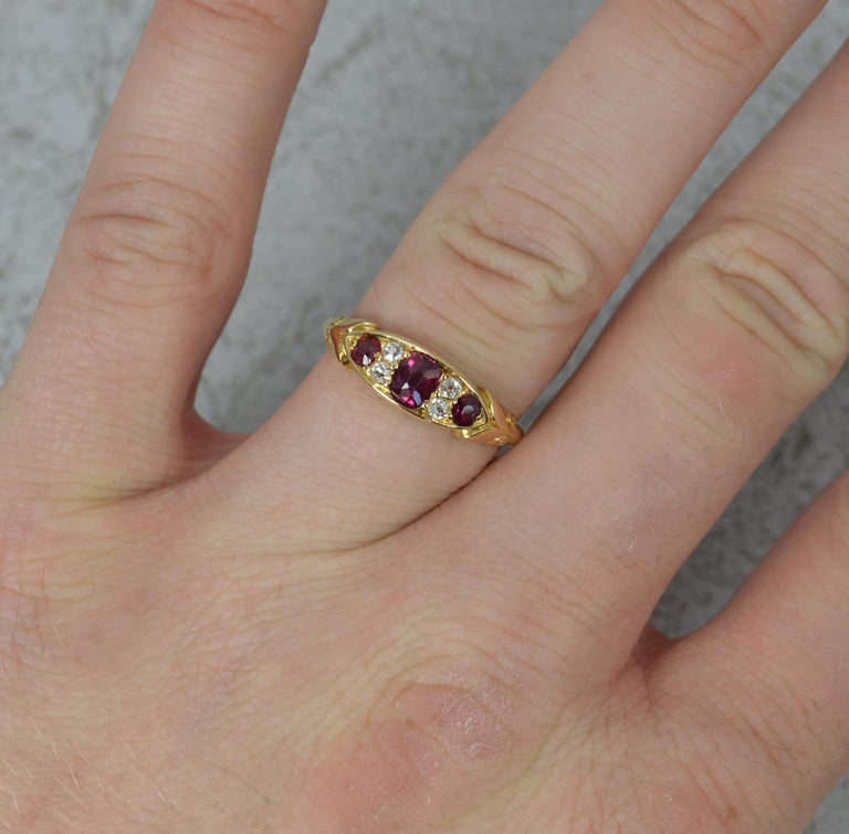 Quality Victorian 18ct Gold Ruby and Diamond Boat Cluster Ring at 1stDibs