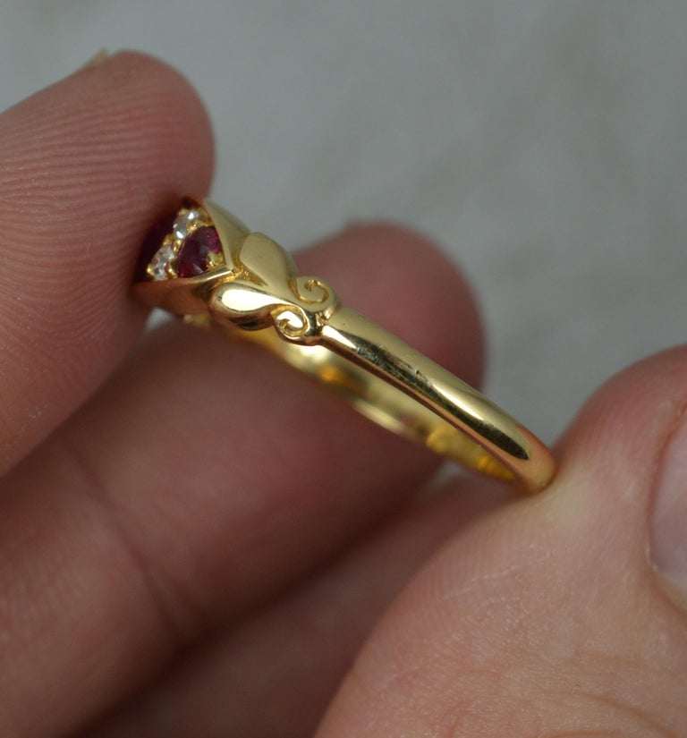 Quality Victorian 18ct Gold Ruby and Diamond Boat Cluster Ring at 1stDibs