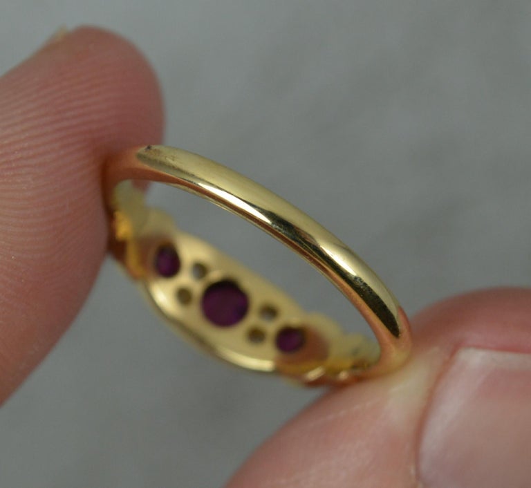 Quality Victorian 18ct Gold Ruby and Diamond Boat Cluster Ring at 1stDibs
