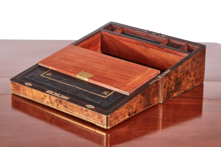 Quality Victorian Brass Bound Burr Walnut Writing Box at 1stDibs