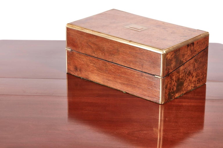 Quality Victorian Brass Bound Burr Walnut Writing Box at 1stDibs