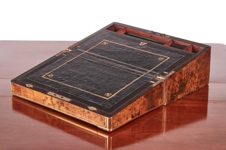 Quality Victorian Brass Bound Burr Walnut Writing Box at 1stDibs