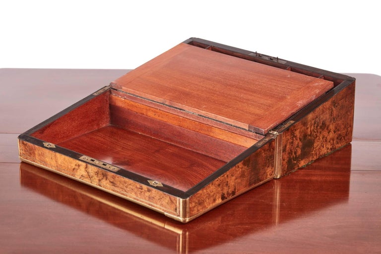 Quality Victorian Brass Bound Burr Walnut Writing Box at 1stDibs