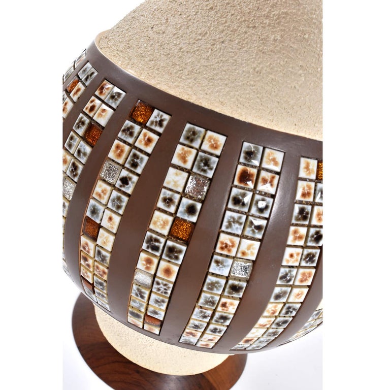 Quartite Lamp Corp Large Mid-Century Modern Tile and Walnut Lamps For ...