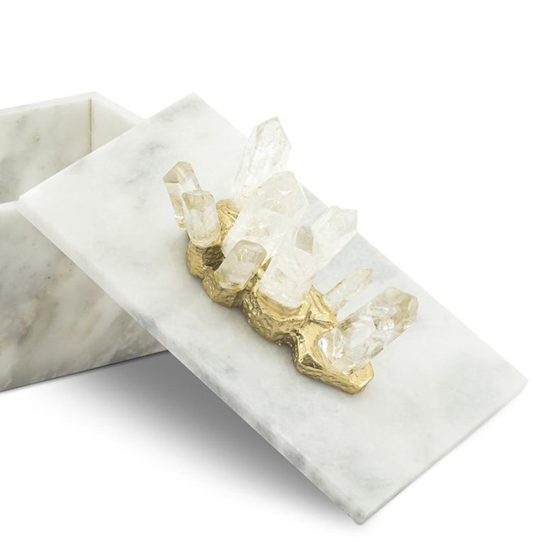 Quartz and White Marble Box For Sale at 1stDibs | quartz box, marble ...