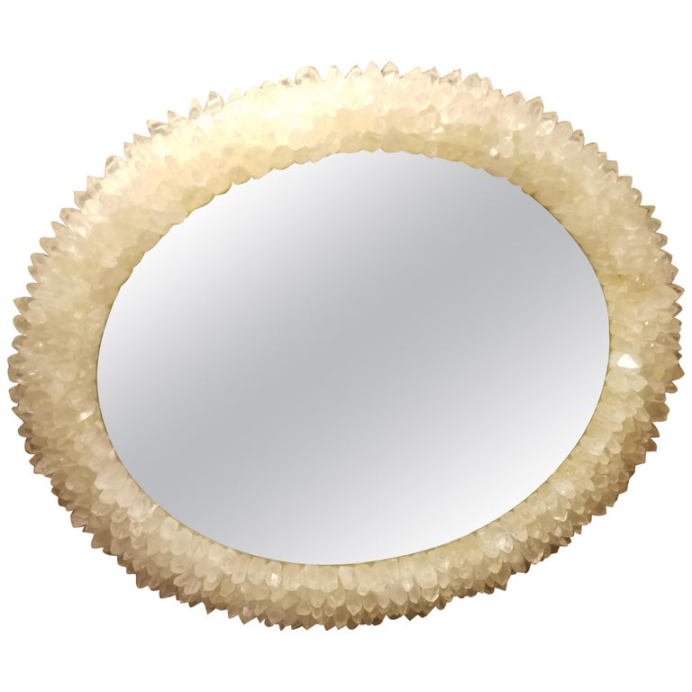Quartz Crystal Round Mirror at 1stDibs