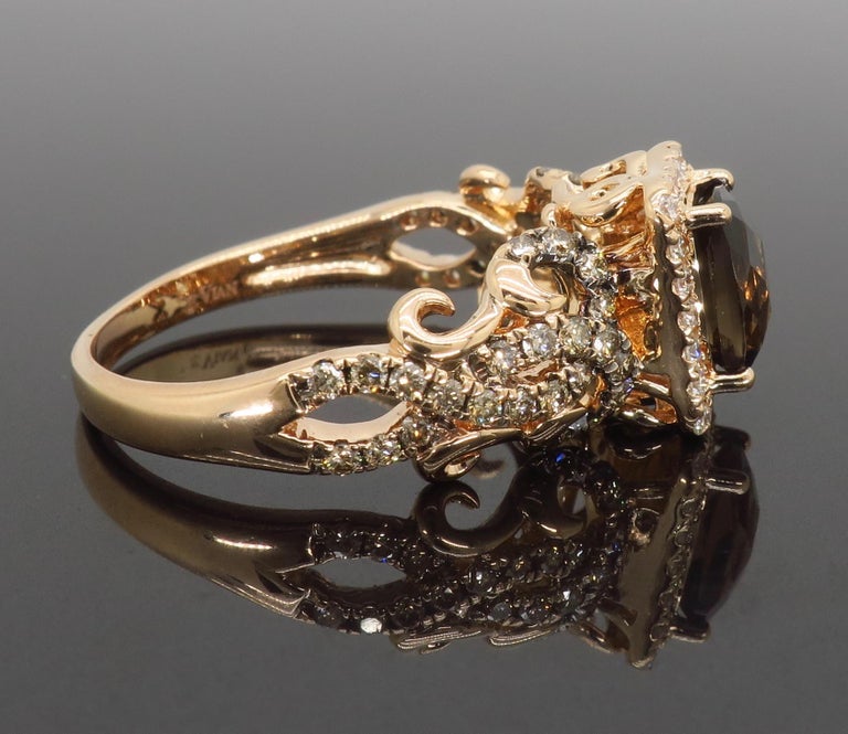 Quartz and Diamond Ring in 14 Karat Rose Gold at 1stDibs