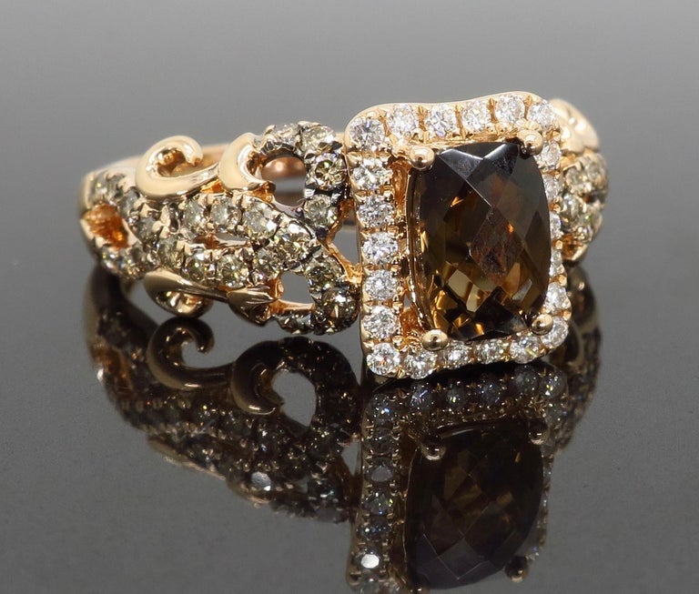 Quartz and Diamond Ring in 14 Karat Rose Gold at 1stDibs