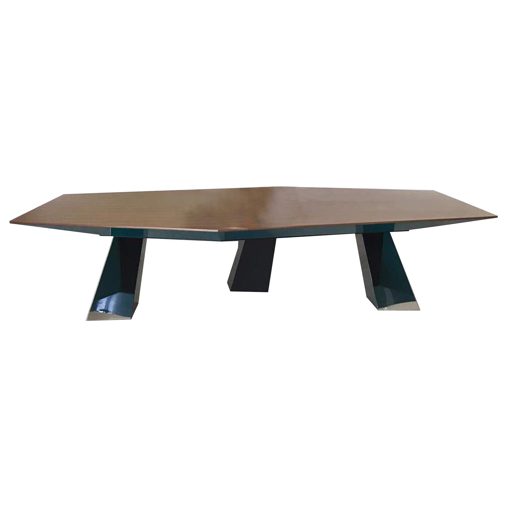 Riva, Dining Table in Rosewood, High Gloss Grey Lacquer and Polished ...