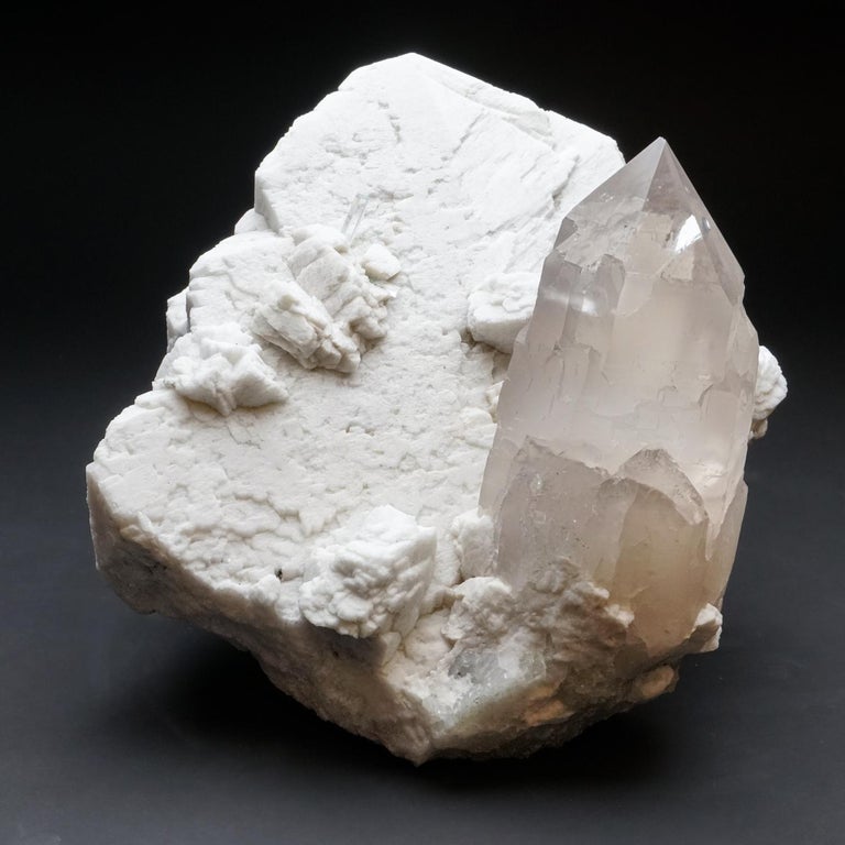 Quartz Point on White Feldspar Crystal Matrix From Himalaya Mountains ...