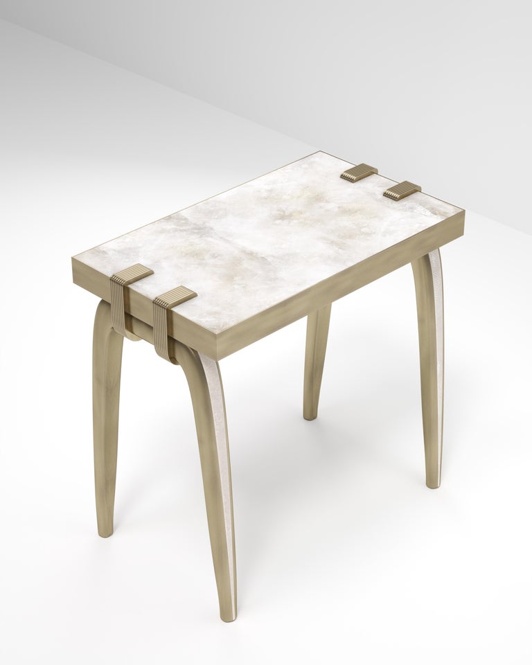 Quartz Side Table with Bronze-Patina Brass Details by R&Y Augousti For ...