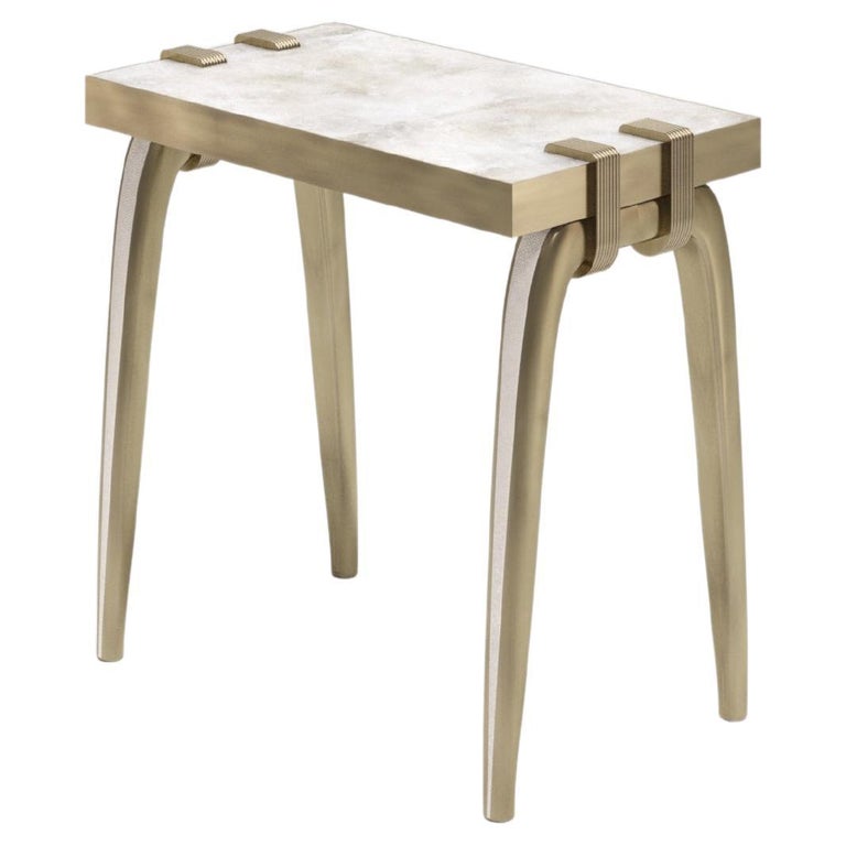 Quartz Side Table with Bronze-Patina Brass Details by R&Y Augousti For ...