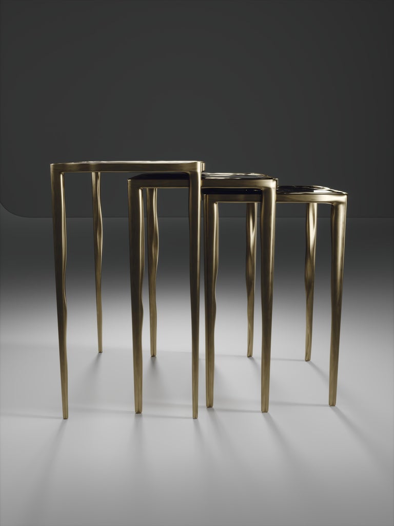 Quartz Side Table with Bronze-Patina Brass Inlay by R&Y Augousti For ...
