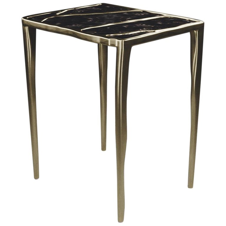 Quartz Side Table with Bronze-Patina Brass Inlay by R&Y Augousti For ...