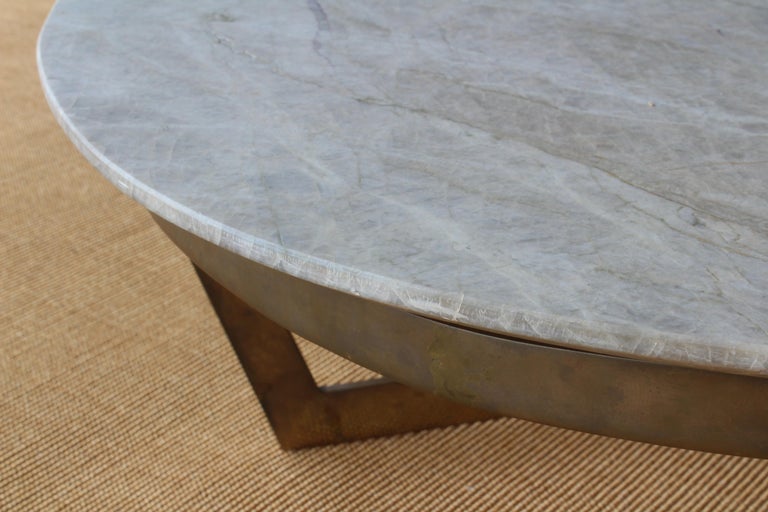 Quartz Top Coffee Table with Brass Base, 1950s at 1stDibs