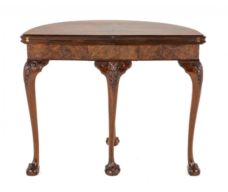 Queen Anne Card Table Demi Lune Walnut For Sale at 1stDibs