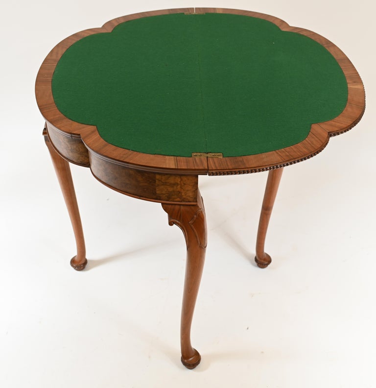 Queen Anne Card Table Games Burr Walnut For Sale at 1stDibs